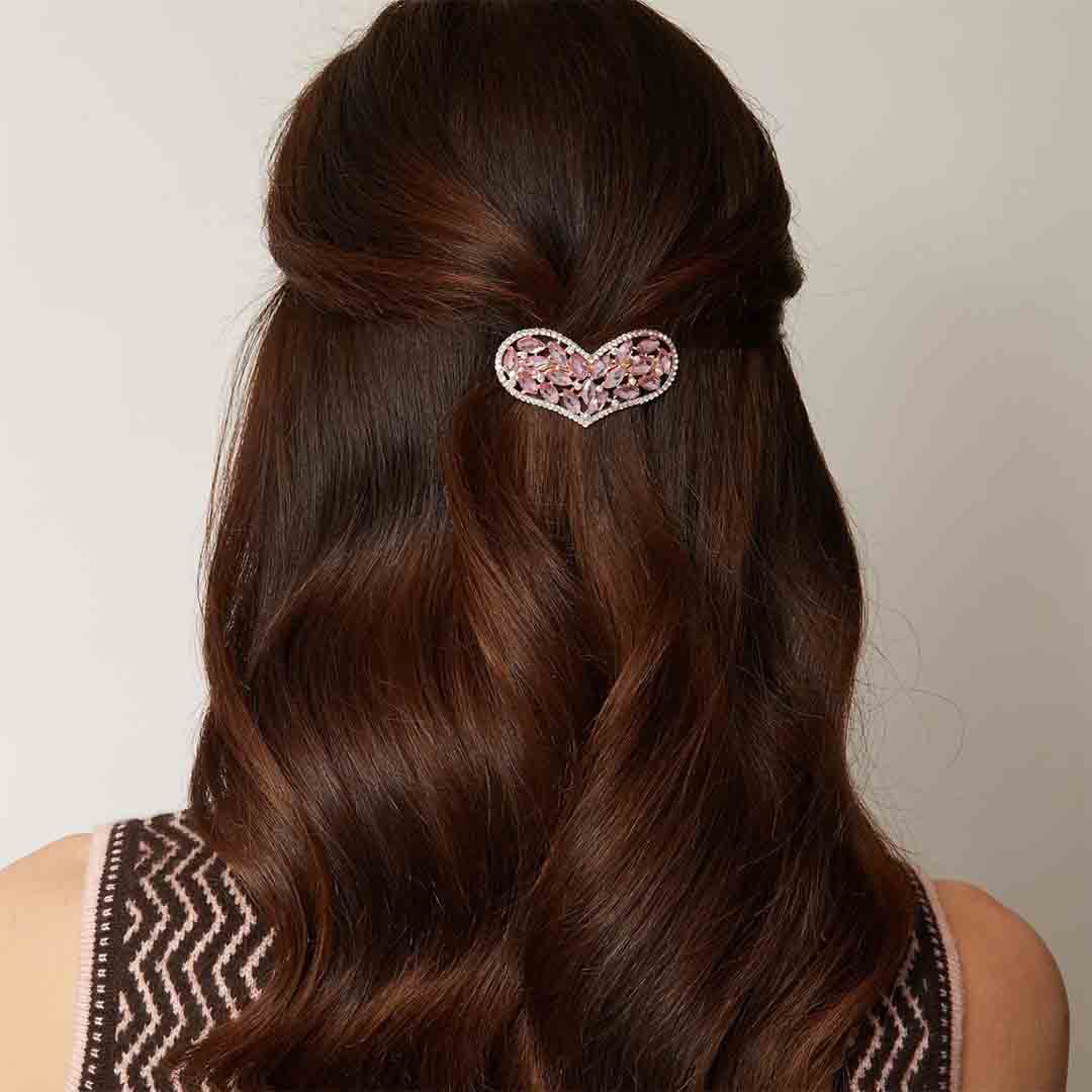 QUEENMEE ACCESSORIES Heart Hair Clip in Crystal - Pink | HairPro - Kõik ...