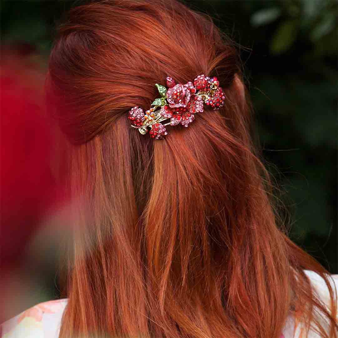 QUEENMEE ACCESSORIES Red Flower Hair Clip | HairPro - Kõik Sinu Juustele!